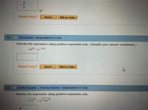 Solved Rewrite The Expression Using Positive Exponents Only