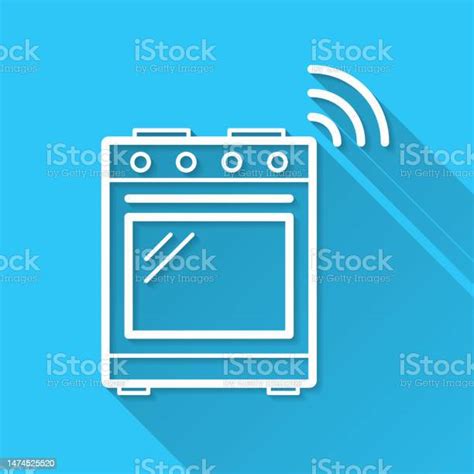 스마트 범위 파란색 배경에 아이콘 긴 그림자가 있는 평면 디자인 3차원 형태에 대한 스톡 벡터 아트 및 기타 이미지 3차원 형태 가스렌지 가열장치 Istock