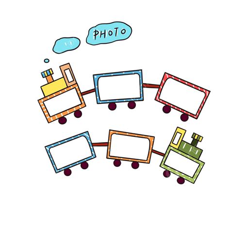 Cartoon Photo Wall Small Train Shuttle Decorative Pattern Cartoon Hand Drawn Vector Png