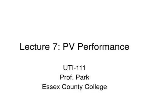 PPT Lecture PV Performance PowerPoint Presentation Free Download ID