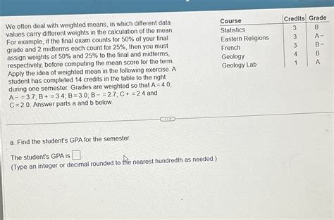 Solved We Often Deal With Weighted Means In Which Different