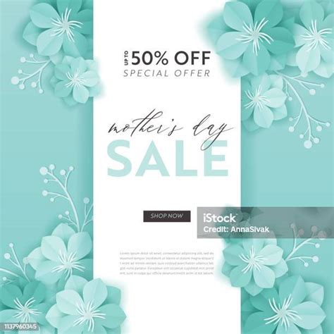 어머니의 날 판매 디자인입니다 전단지 포스터 상품권 광고에 대 한 종이 잘라 꽃 봄 프로 모션 할인 배너 템플릿 벡터 일러스트