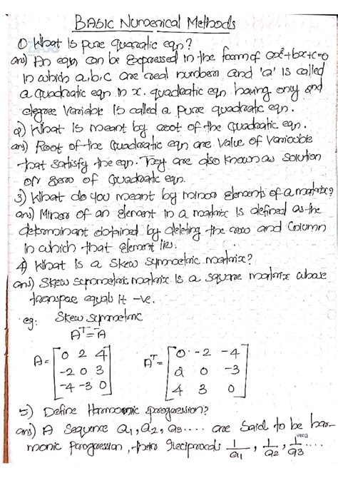 Bnm Assignment 3 Basic Numerical Methods Questions And Their Answers