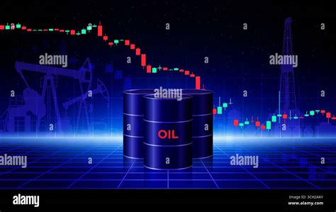 Chart Of Falling Oil Prices Per Barrel Crude Oil Barrels On Dark