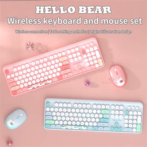 Mofii Geezer Hello Bear Super Cute Office Keyboard Mouse Set Usb Receiver Original Bear