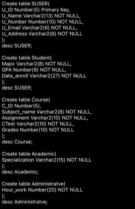 Solved Part2 Populate Your Tables With 5 Rows At Least 1 Chegg
