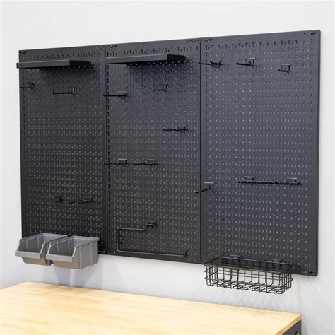 Industrial Grade Pegboard Tool Storage System With 3 Panels And 14
