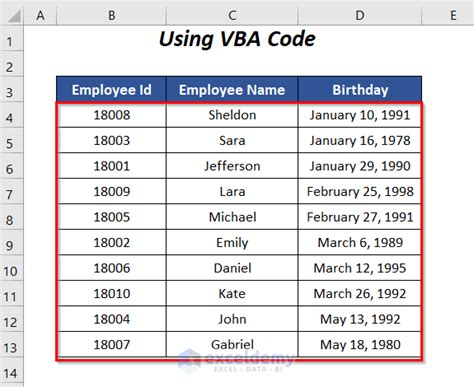 How To Sort Birthdays By Month And Day In Excel 5 Ways Exceldemy