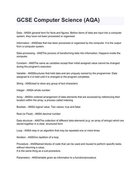 2024 aqa gcse computer science 8525 1a 8525 1b 8525 1c paper 1 computational thinking and