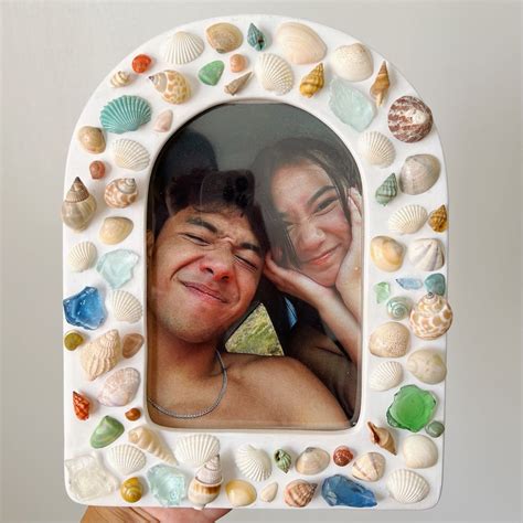 Diy Cute Simple Canvas Seashell Picture Frame Shell Crafts Diy
