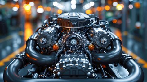 Powerful Modern Automobile Internal Combustion Engine Car Repair And Service Concept Stock