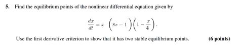 Solved Find The Equilibrium Points Of The Nonlinear Chegg
