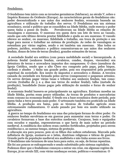 Feudalismo Pdf Feudalismo Idade Média
