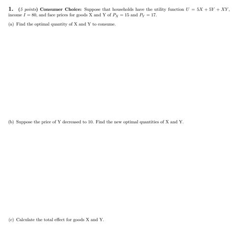 Solved Points Consumer Choice Suppose That Chegg Com