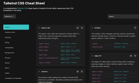 Tailwind Css V4 V3 Cheat Sheet Instantly Find All Utility Classes