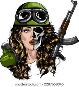Sexy Army Girl Assault Rifle Vector Stock Vector Royalty Free 2287658045 Shutterstock
