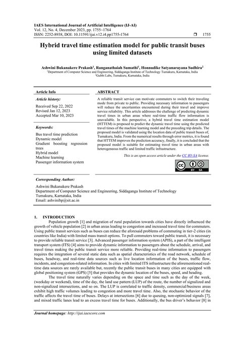 Hybrid Travel Time Estimation Model For Public Transit Buses Using Limited Datasets Pdf