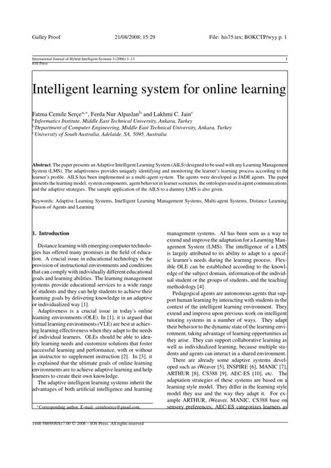 pdf intelligent learning system for online learning