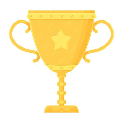 만화 우승자 컵 개체 황금 트로피 왕관 상 성공 경쟁 성취 축 하 개념 평면 스타일에 흰색 배경에 고립 된 주식 벡터 요소 프리미엄 벡터