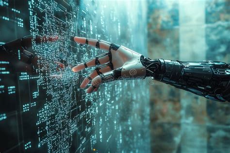 A Robotic Hand Interacting With A Digital Interface Stock Illustration Illustration Of Hand