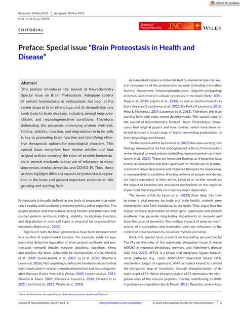 Pdf Preface Special Issue Brain Proteostasis In Health And Disease”