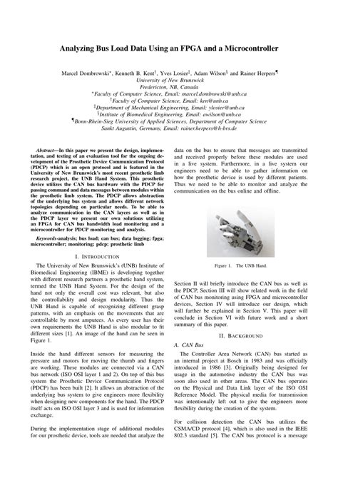 Pdf Analyzing Bus Load Data Using An Fpga And A Microcontroller