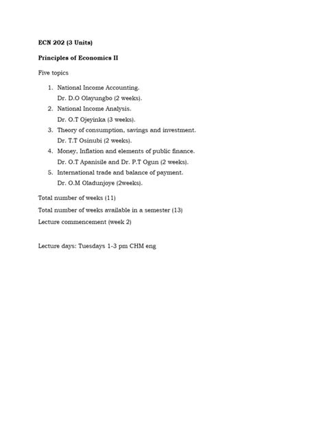 Ecn 202 Note Pdf Macroeconomics Microeconomics