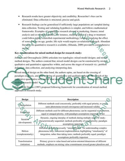 Mixed Method Methodology Assignment Example Topics And Well Written Essays 750 Words