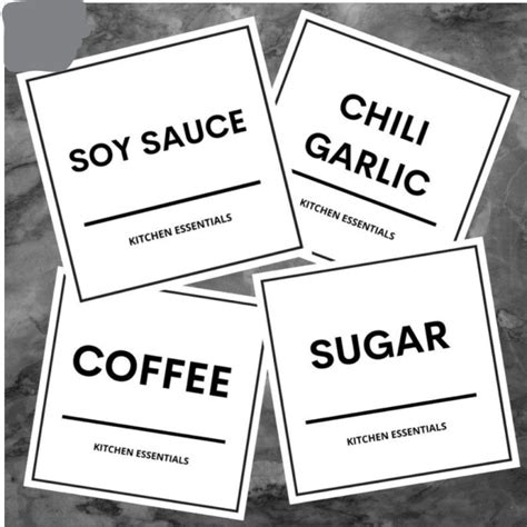 1pc Condiments Pantry Labels Waterproof Matte Vinyl Sticker 2x2 Size Seasoning Sticker For