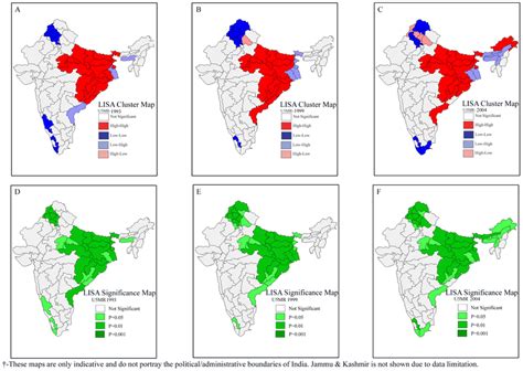 Bivariate Lisa Cluster And Significance Maps Depicting Spatial