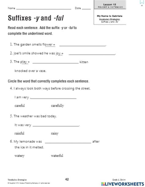 Suffix Y And Ly Worksheet Live Worksheets Worksheets Library