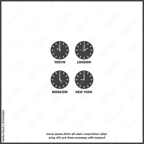 Set Of Clocks Showing The Time Difference In Different Time Zones Timezone Clock And