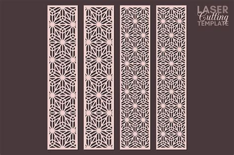 일본 식 의 쿠미코 스타일의 레이저 컷 장식 장식 테두리 패턴 책갈피 템플릿 집합입니다 기하학적 육각형 장식 패널 금속 종이 또는 나무 조각 야외 화면 0명에 대한 스톡