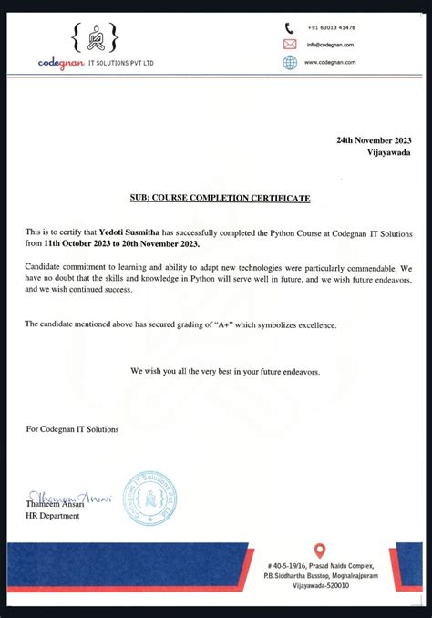 Yedotisusmitha Susmitha On Linkedin I Have Successfully Completed My Python Course At Codegnan