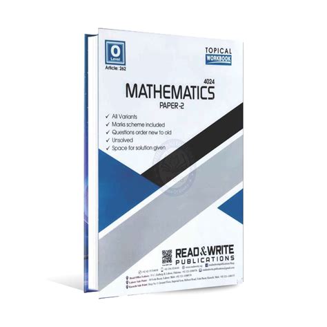 O Level Mathematics 4024 Paper 2 Topical Workbook By Read And Write Publications War Org Pk
