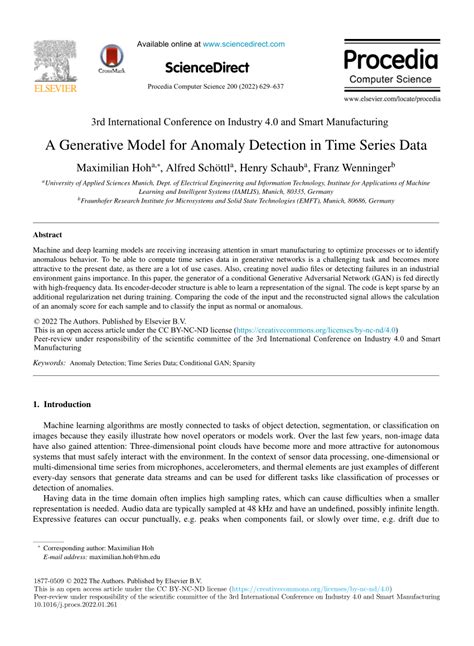 PDF A Generative Model For Anomaly Detection In Time Series Data