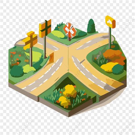 도로 교차로만화상표클립 아트 Png 일러스트 무료 다운로드 Lovepik