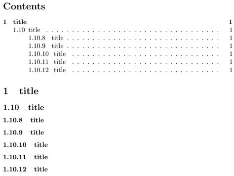 Table Of Contents ToC Spacing Between Individual Section Numbering And Title TeX LaTeX