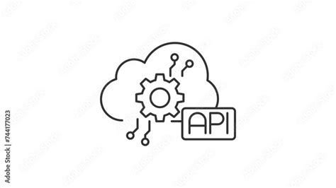 Vector Icon Of Digital Connectivity API Integration Cloud Connection Cloud With Cog And API