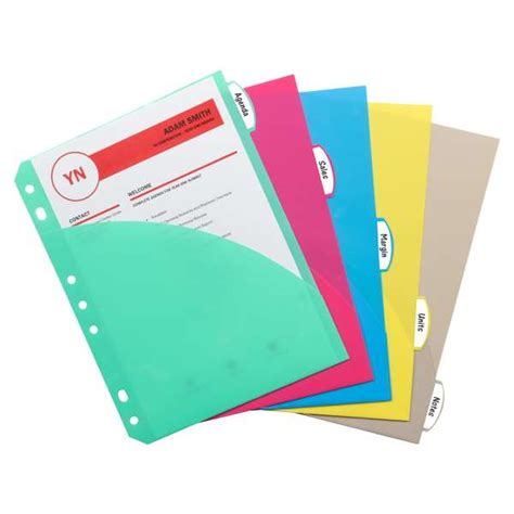 5 Tab Poly Binder Index Dividers Assorted 5 St Set Of 12 St Geyer