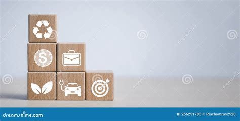 Wooden Block Cube With Energy Worker Interface Sustainable Development
