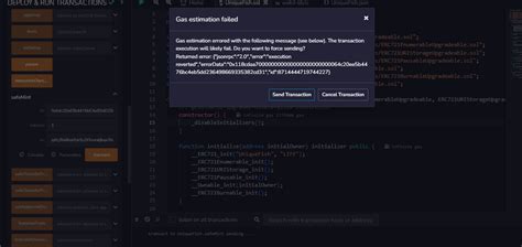 Gas Estimation Errored With The Following Message See Below The Transaction Execution Will
