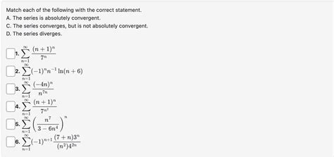 Solved Match Each Of The Following With The Correct