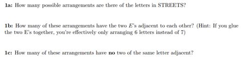 Solved La How Many Possible Arrangements Are There Of The