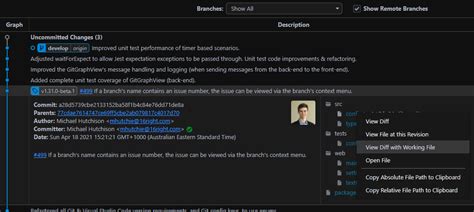 Add Option To Open Diff With Working Tree · Issue 457 · Mhutchievscode Git Graph · Github