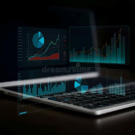 Ai Generated Laptop Computer Screen Displaying Multiple Graphs And