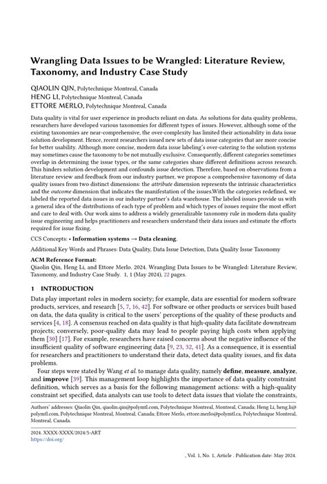 Pdf Wrangling Data Issues To Be Wrangled Literature Review Taxonomy