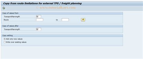 VTS SAP Tcode Copy TPS Route Restrictions