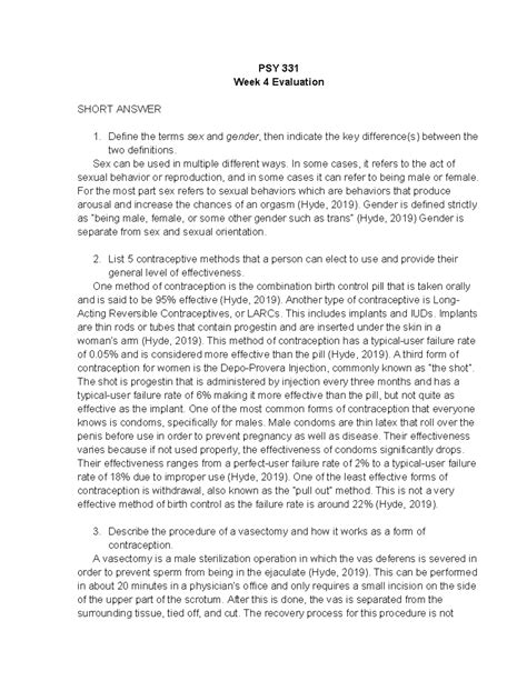 PSY 331 Midterm Evaluation Key Concepts In Gender And Sexuality Studocu