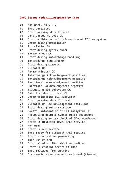 doc idoc status codes txt file dokumen tips
